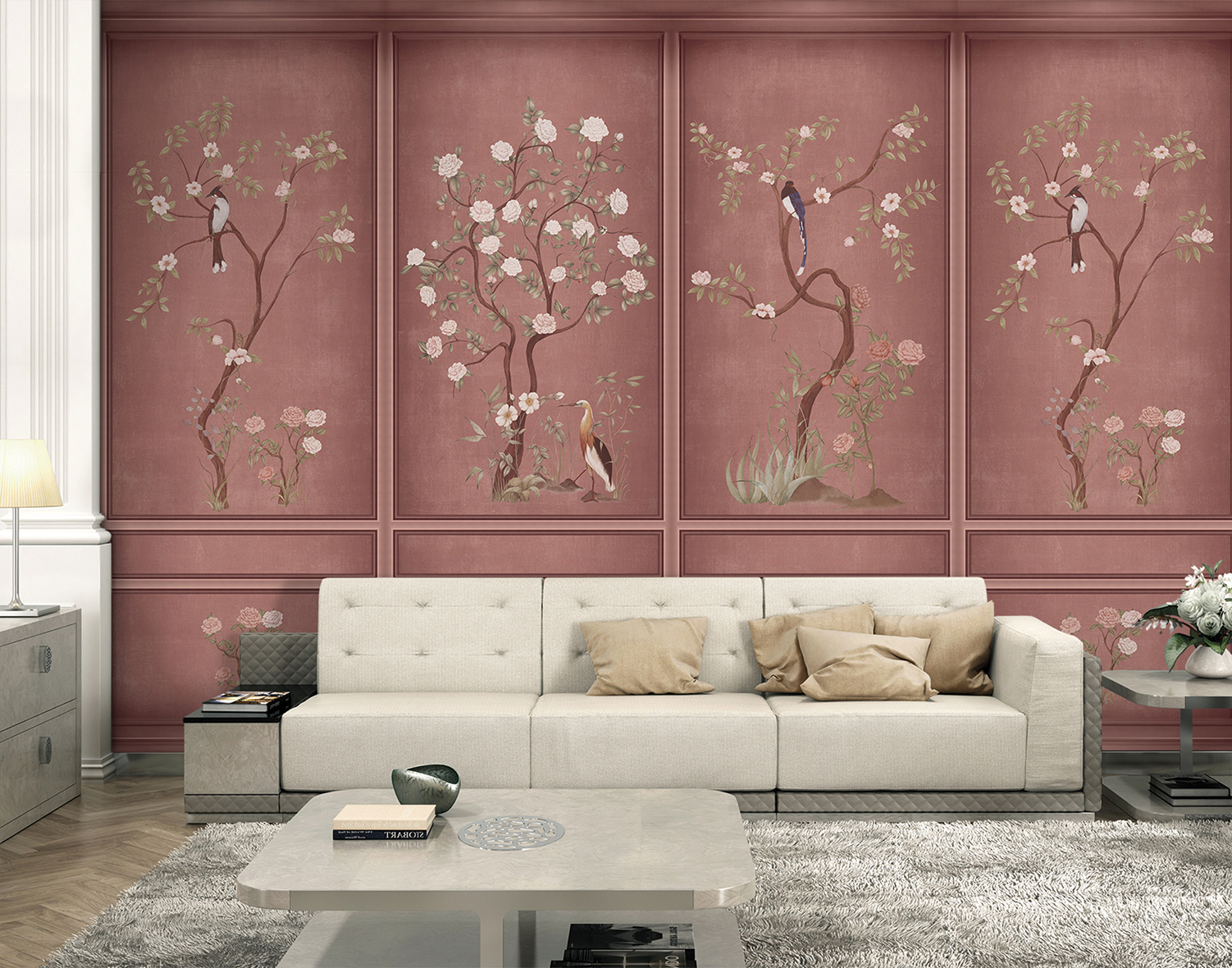 V157-3 MURAL BOISERIE PINK - ICH