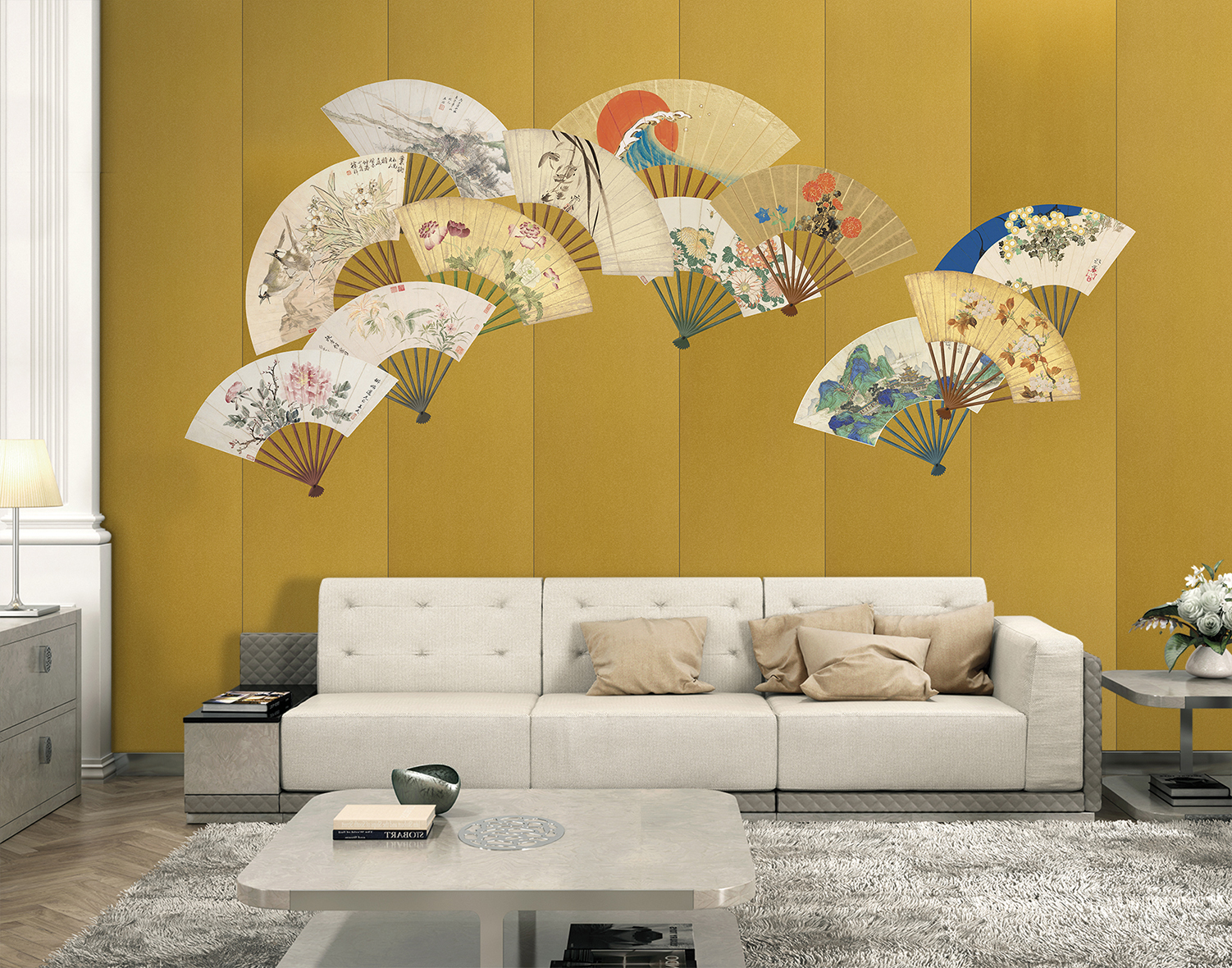 V160-1 MURAL HAND FANS GOLD - ICH