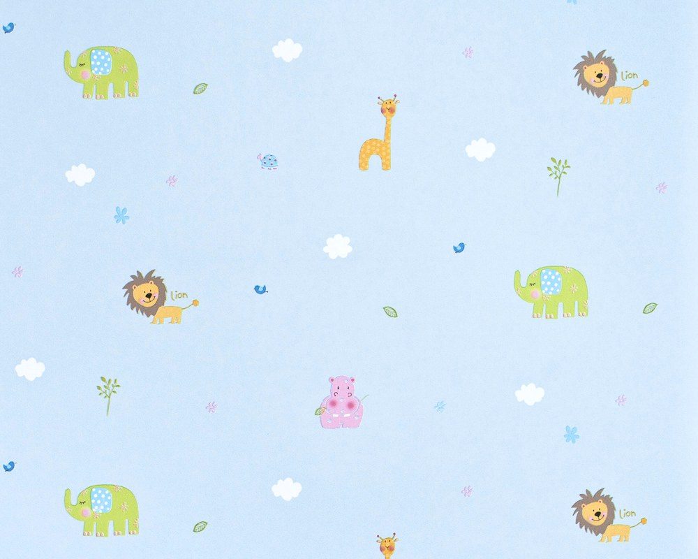 521-3 Papel infantil con flores pequeñas y diferentes animales - ICH